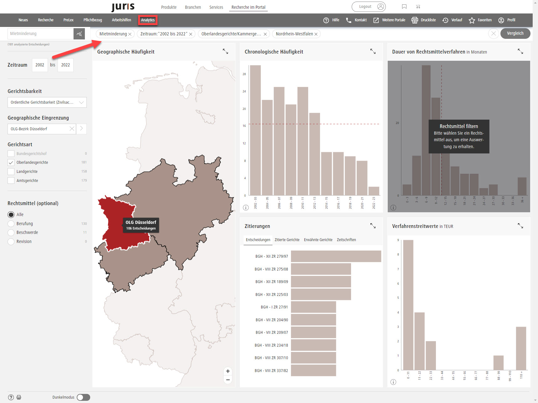 juris Analytics Überblick | juris